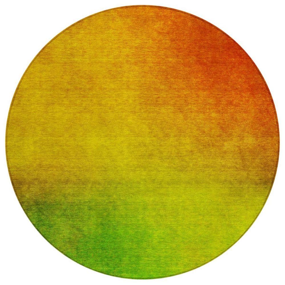 HomeRoots Terra Cotta, Gold, Green 8 ft. Round Woven Abstract Polyester ...