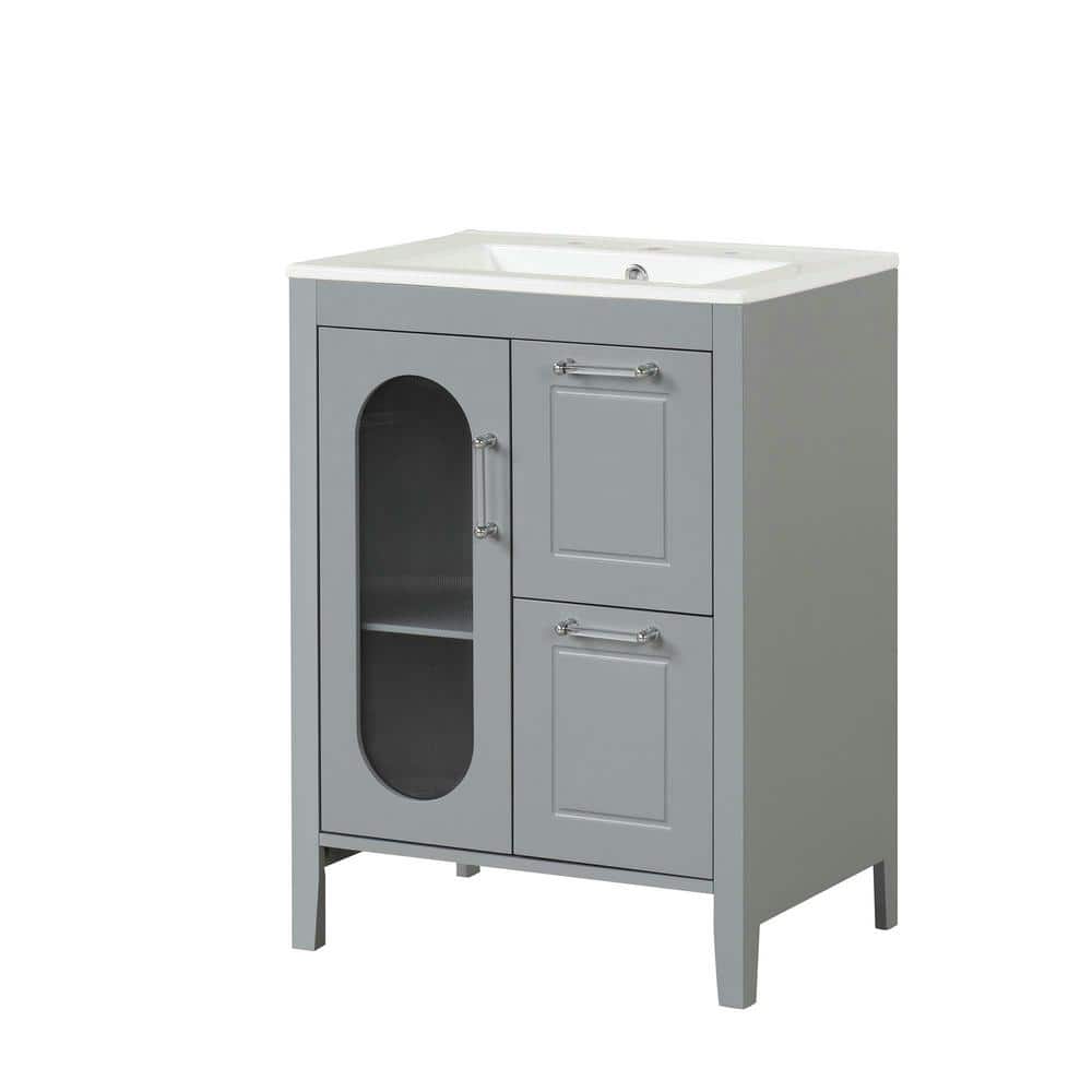 Lycvki 24 in. W x 18.3 in. D x 33.2 in. H Freestanding Bath Vanity with ...