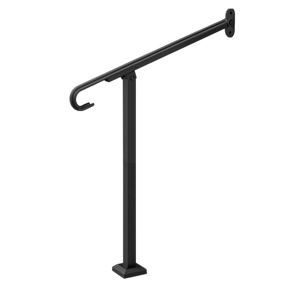 Afoxsos 31.5 in. Wrought Iron Handrail Outdoor Steps Transitional ...