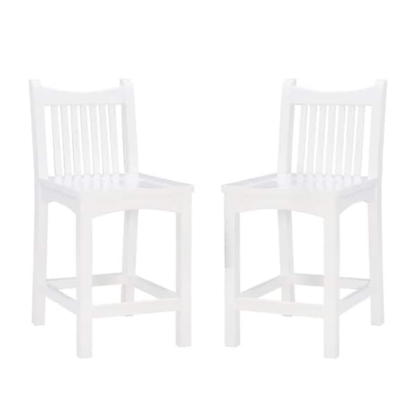 Linon Home Decor Lewis 38.5 in. H White Wood Slat Back Counter Stool ...