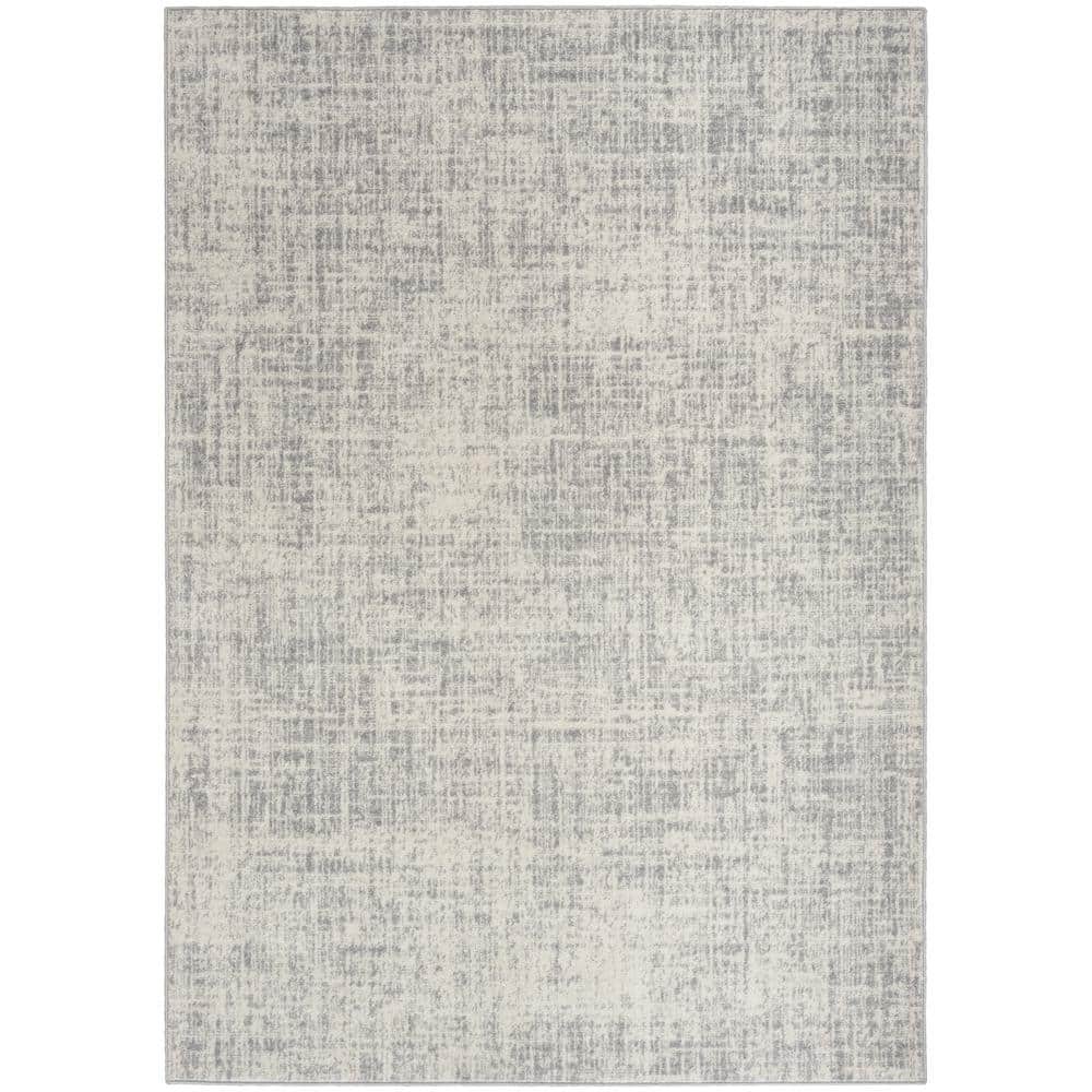 CALVIN KLEIN Currents Ivory Grey 8 ft. x 10 ft. Abstract Contemporary ...