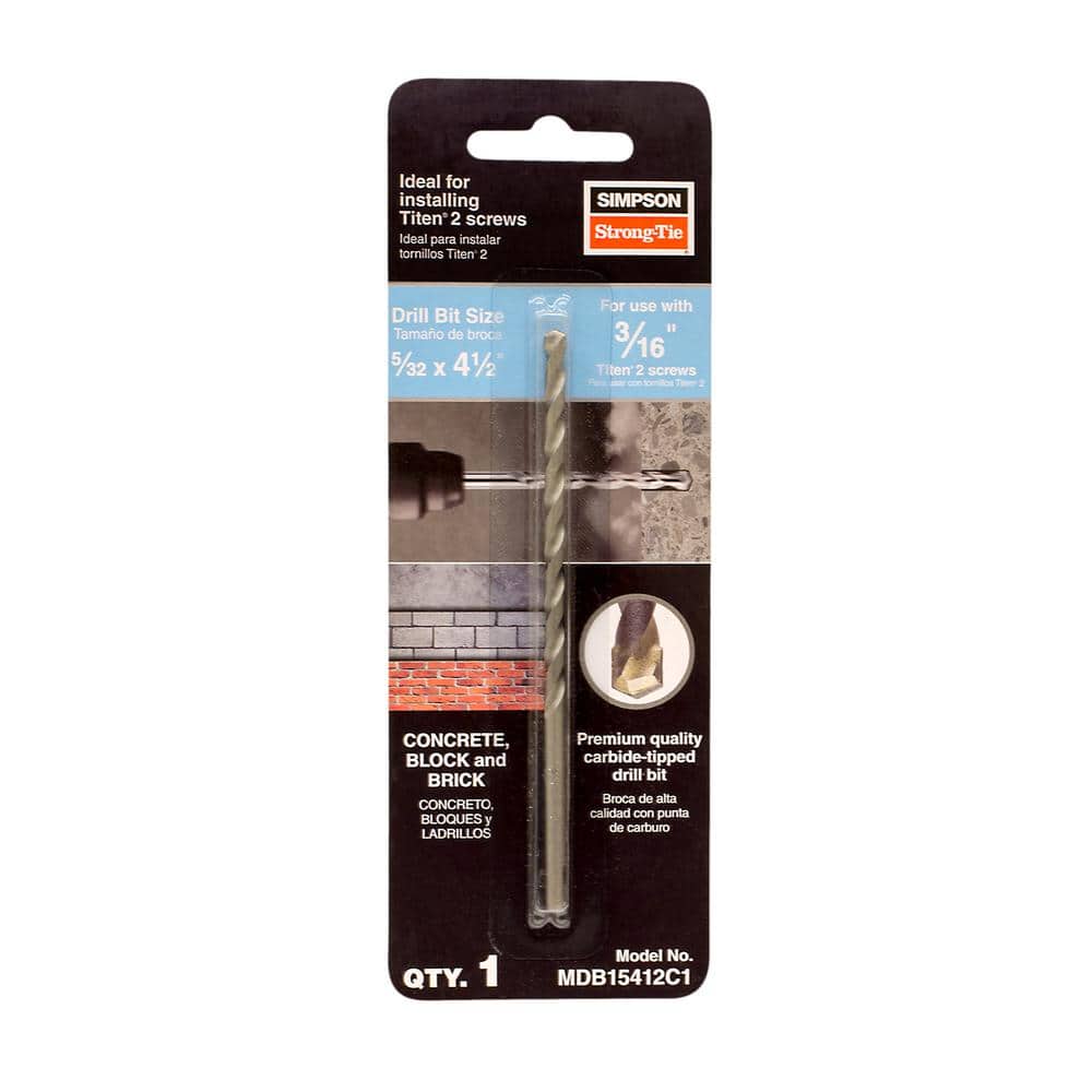 Simpson Strong-Tie MDB 5/32 in. x 4-1/2 in. Carbide Masonry Titen Screw ...