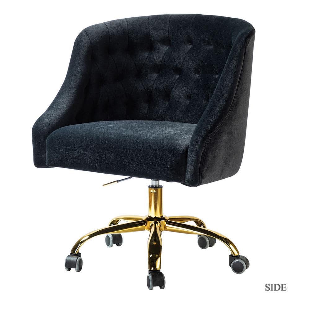 JAYDEN CREATION Lydia 24.5 in. Mid-Century Modern Black Velvet Tufted ...