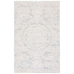 SAFAVIEH Abstract Ivory/Blue 8 ft. x 10 ft. Modern Aztec Medallion Area ...
