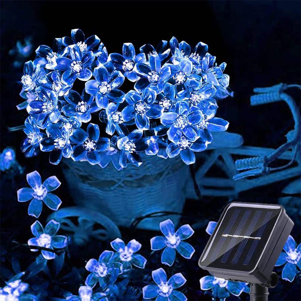 Blue ‎Plastic Solar Outdoor Flower String Lights Z0B2PBSJNT - The Home ...