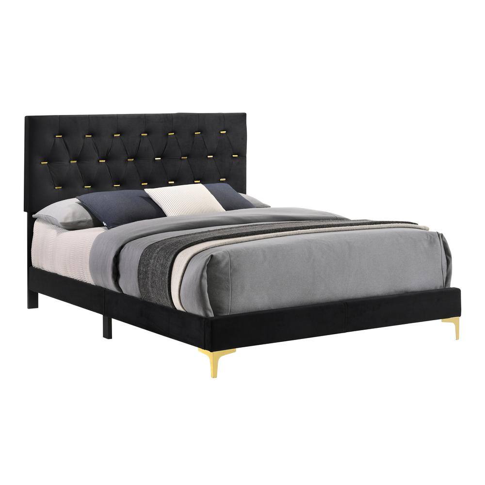 Coaster Kendall Black Upholstered Tufted Wood Frame California King ...