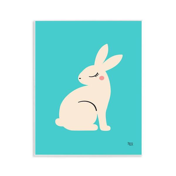 Stupell Industries Blushing Rabbit on Blue by Jessica Beck Unframed ...