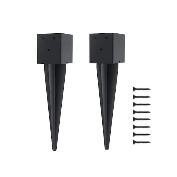 Afoxsos Heavy Duty Metal Fence Post Anchors Ground Spike Black Powder ...