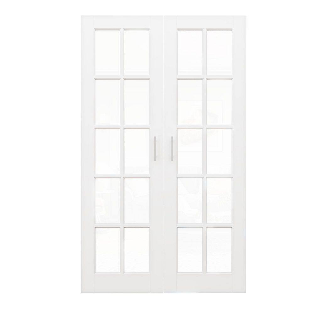 ARK DESIGN 48 in. x 80 in. 10 Lite Clear Glass White Solid Core French ...