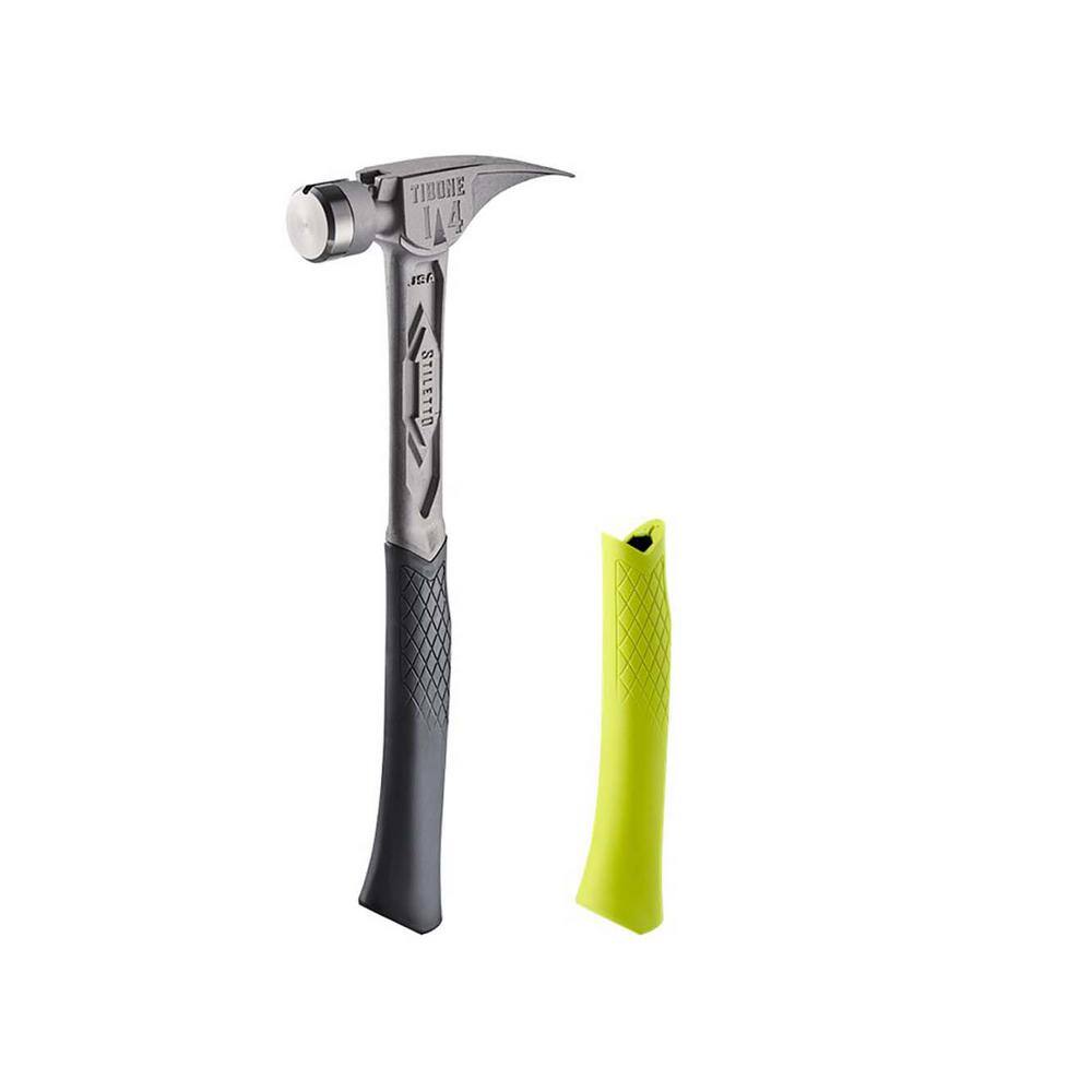 Stiletto 14 oz. TiBone Smooth Face with Curved Handle with Yellow ...
