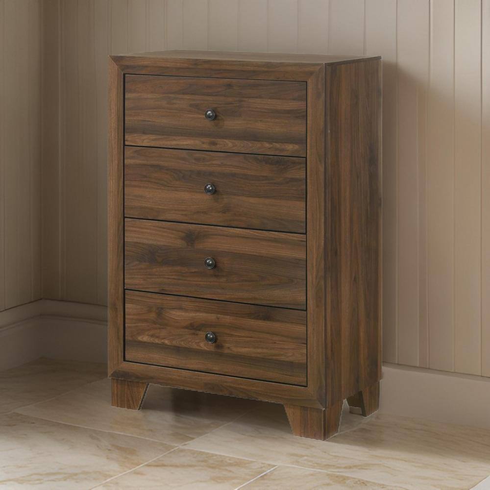 Benjara Brown and Black 4-Drawers 31.7 in. Chest of Drawers Dresser ...