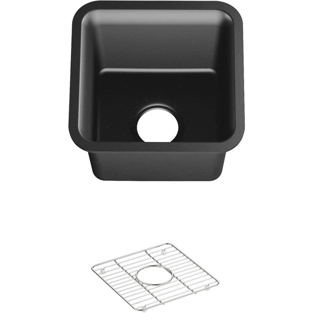 KOHLER Cairn 16 Gray Matte Stone 16 in. Undermount Bar Sink in Matte ...