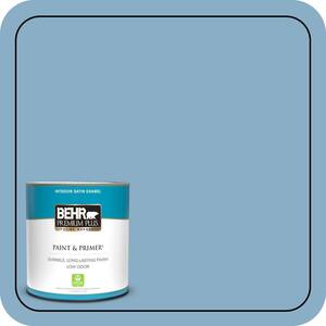 BEHR PREMIUM PLUS 1 gal. #S500-4 Chilly Blue Semi-Gloss Enamel Low Odor ...