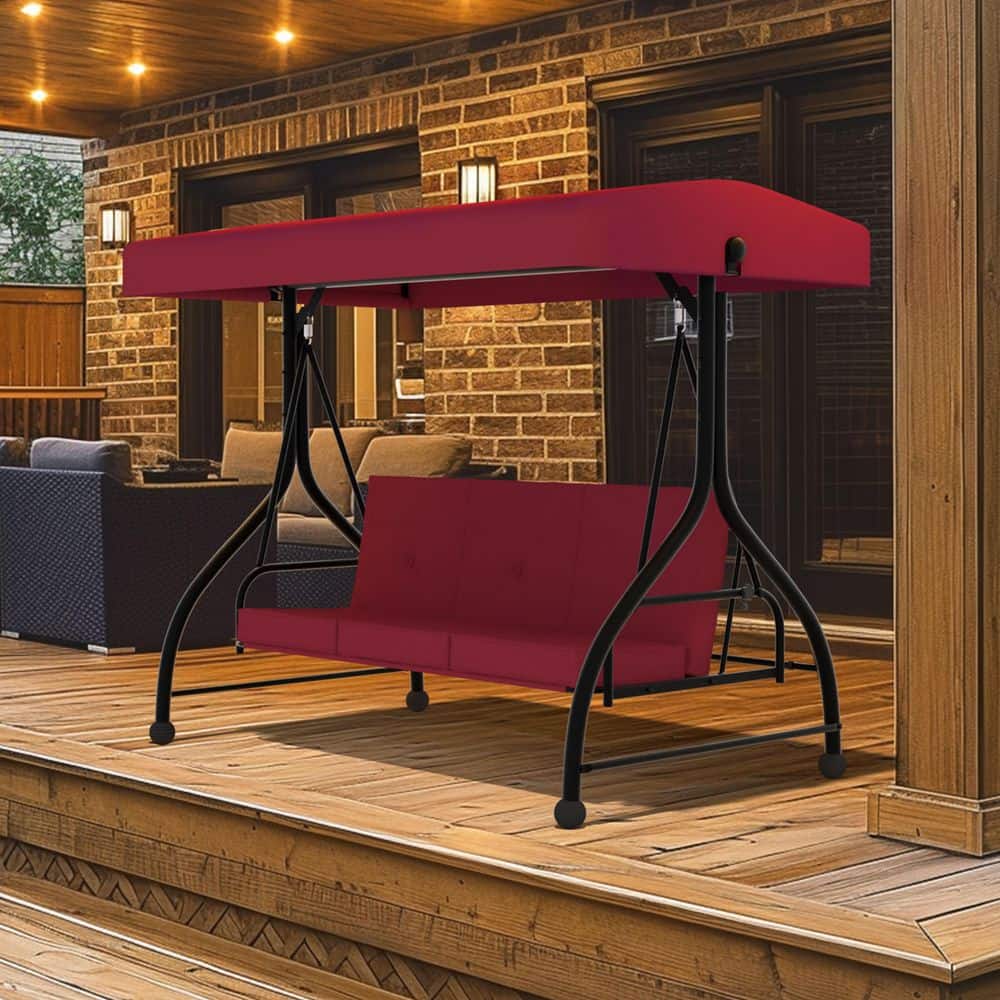 Reviews for VEIKOUS 3-Person Metal Patio Swing with Converting and ...