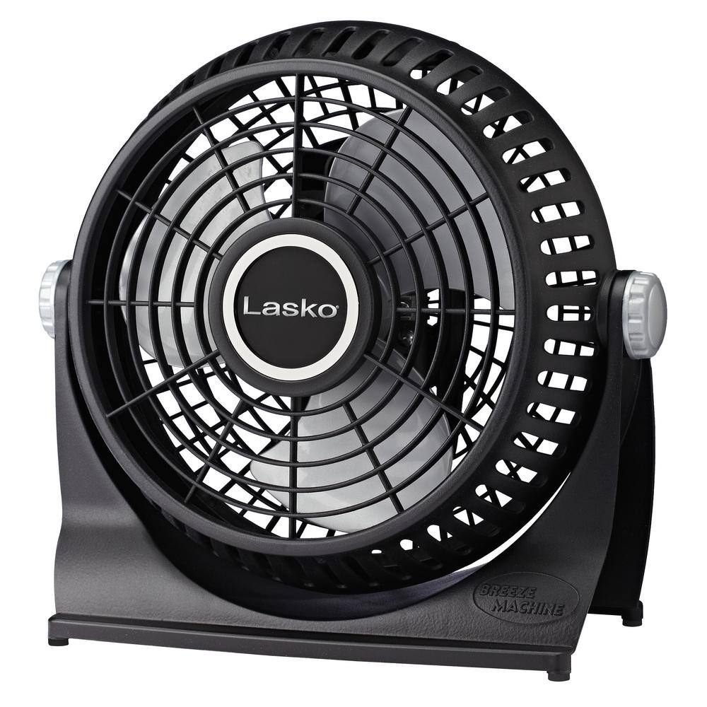 Lasko Breeze Machine 10 in. 2 Speed Black Desk Fan with 360 Degree ...