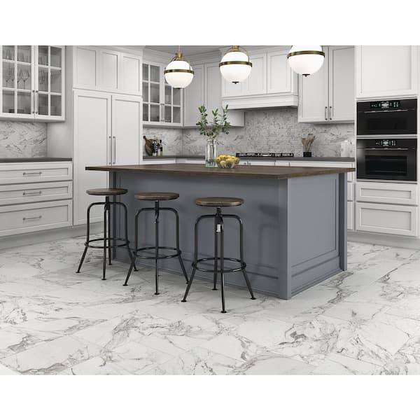 Marazzi EpicClean Milton Arabescato Marble 12 in. x 24 in. Glazed ...