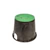 Vigoro 10 in. Round Irrigation Valve Box and Lid, Black Box, Green Lid ...