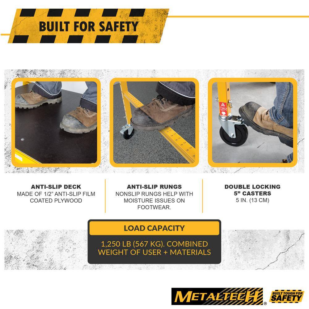 Steel Scaffold Rolling Platform with 1250 lbs. Load Capacity - 6 ft. W ...