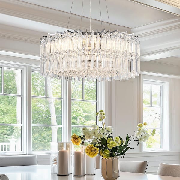 EDISLIVE Paisley 8-Light Modern Chrome Crystal Chandelier with Drum ...