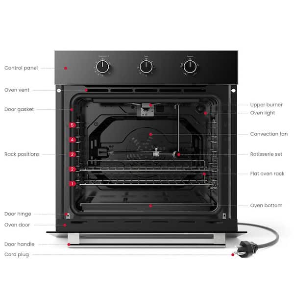 GASLAND 24 in. Built In Single Natural Gas Wall Oven with Convection in Black Pro GS606MB The Home Depot