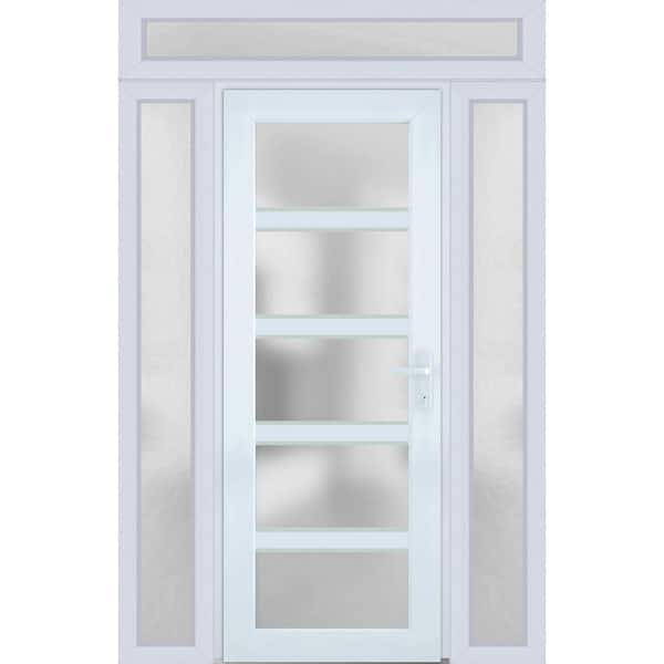 VDOMDOORS 8088 64 in. W. x 94 in. Left-hand/Inswing Frosted Glass White ...