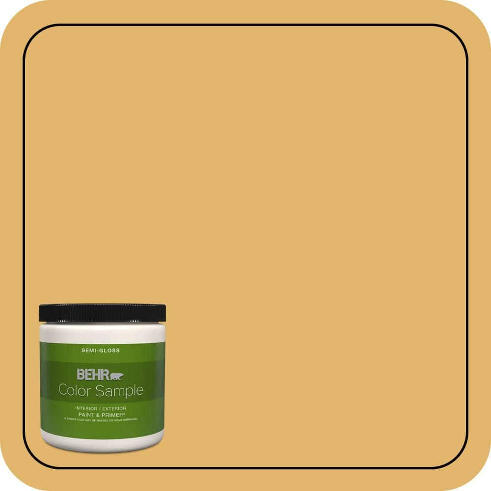 BEHR PREMIUM PLUS 8 oz. #M290-5 English Custard Semi-Gloss Interior ...