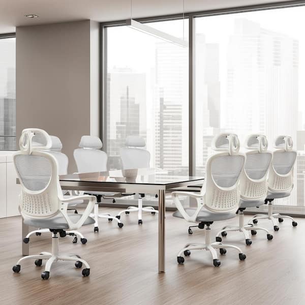 Smugdesk Ergonomic Desk Task Mesh Chair with Armrests Adjustable Height Gray