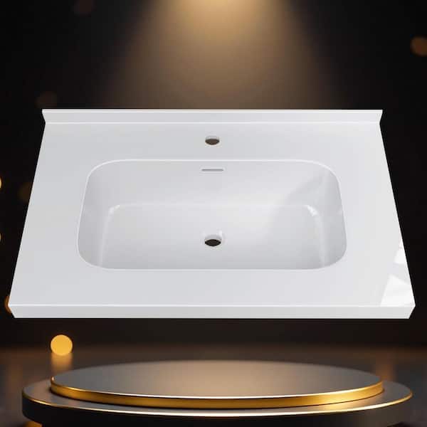 Glacier Bay 31 in. W Solid Surface Technology Vanity Top in Silver Fox ...