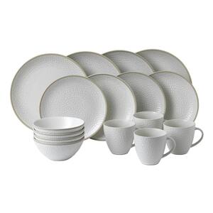 Royal Doulton Brushed Glaze 16-Piece Grey Stoneware Dinnerware Set ...