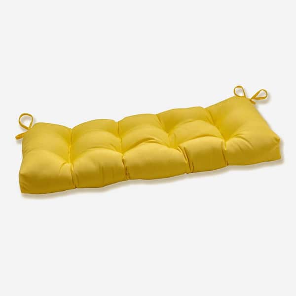 Pillow Perfect Solid Rectangular Outdoor Bench Cushion in Yellow 653273 ...
