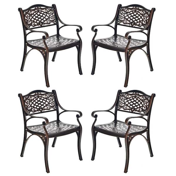 Gymax Outdoor Dining Chairs Cast Aluminum Patio Bistro Chairs Armchairs ... Gymax Outdoor Dining Chairs Cast Aluminum Patio Bistro Chairs Armchairs ...