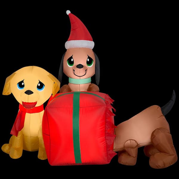 Gemmy 4 ft. Tall Airblown-Present Puppies Scene-MD Inflatable G-111758 ...