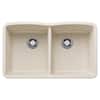 Blanco Diamond Silgranit 32 in. Undermount 50/50 Double Bowl Soft White ...