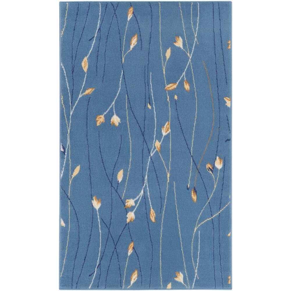 Nourison Grafix Light Blue 3 ft. x 5 ft. Floral Contemporary Kitchen ...