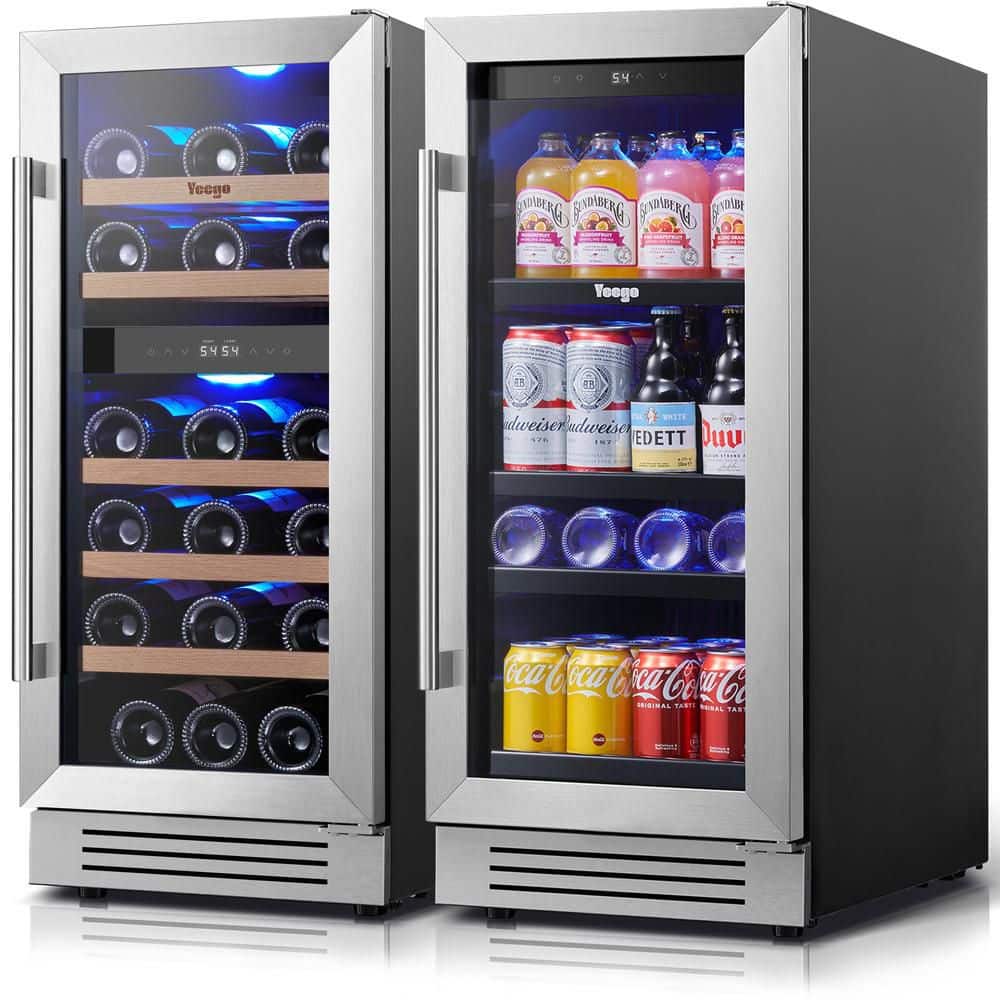 Yeego 30 in. Triple Zone 28-Wine Bottles and 80-Cans Beverage Wine ...