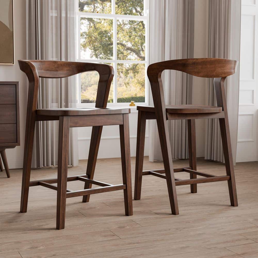 Furniture of America Shelun III Rich Walnut Wood Curved Back Robust ...