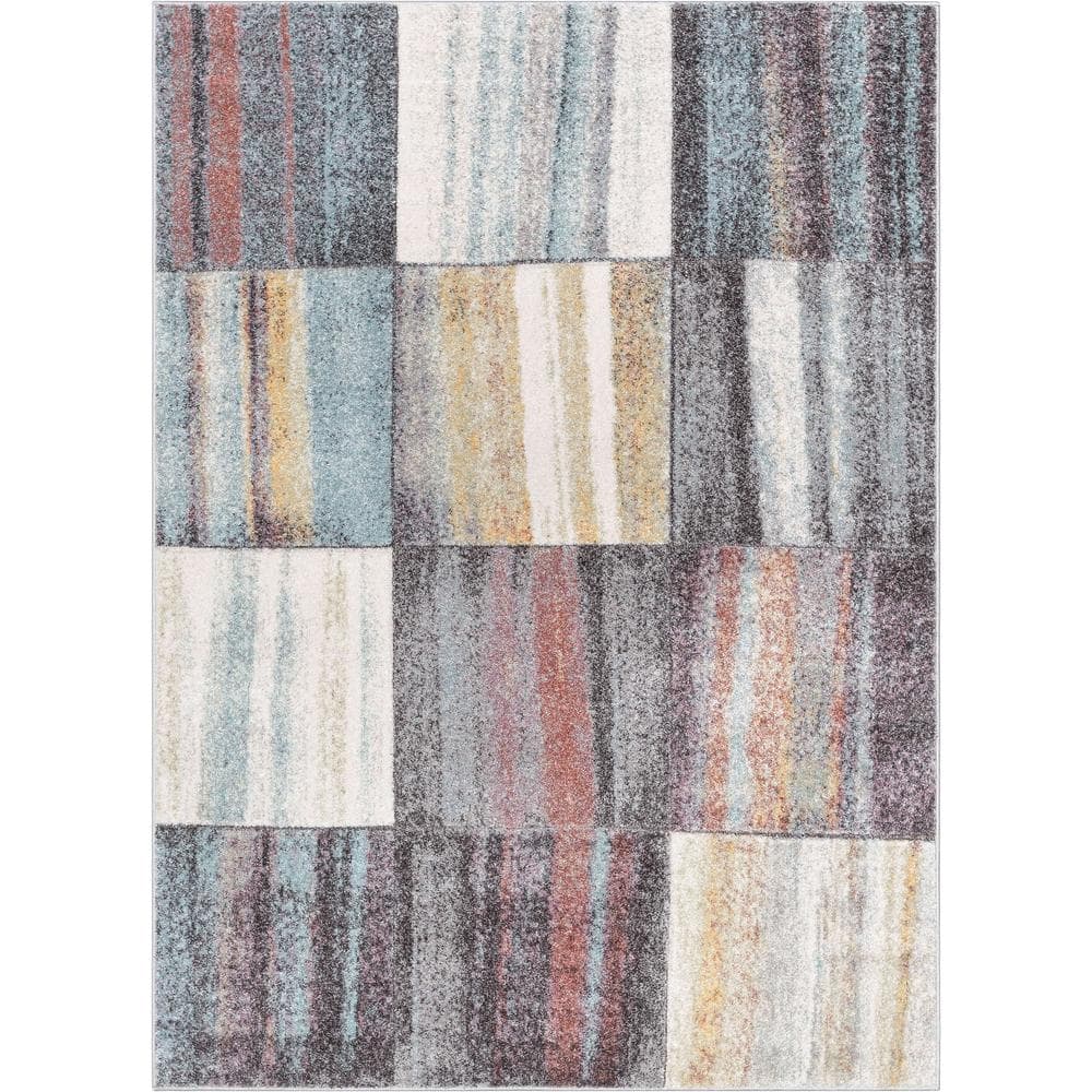 Well Woven Whoa Laughlin Modern Geometric Checkered Blue Multi 7 ft. 10 ...