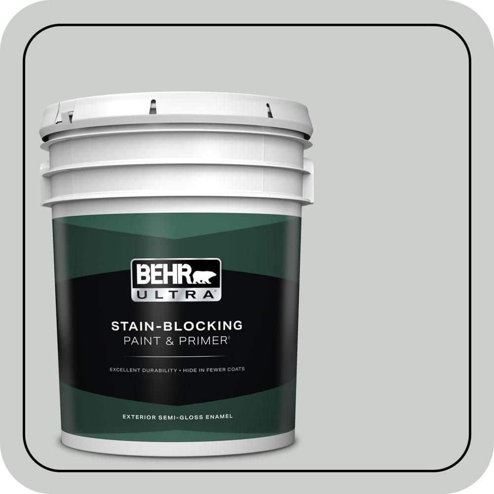 BEHR ULTRA 5 gal. #N460-2 Planetary Silver Semi-Gloss Enamel Exterior ...