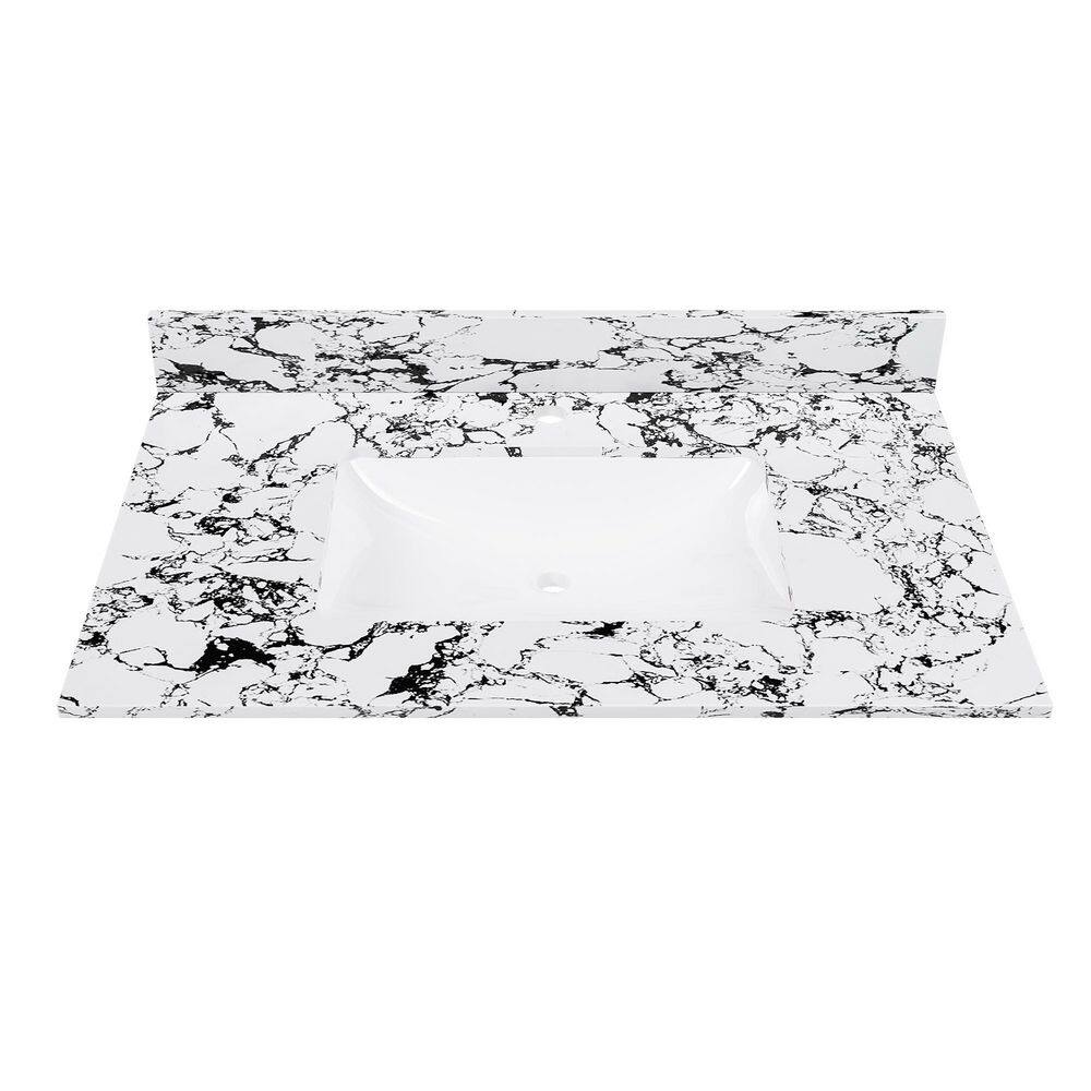 TCYO 37 in. W x 22 in. D Sintered Stone Rectangular Vanity Top in Panda ...