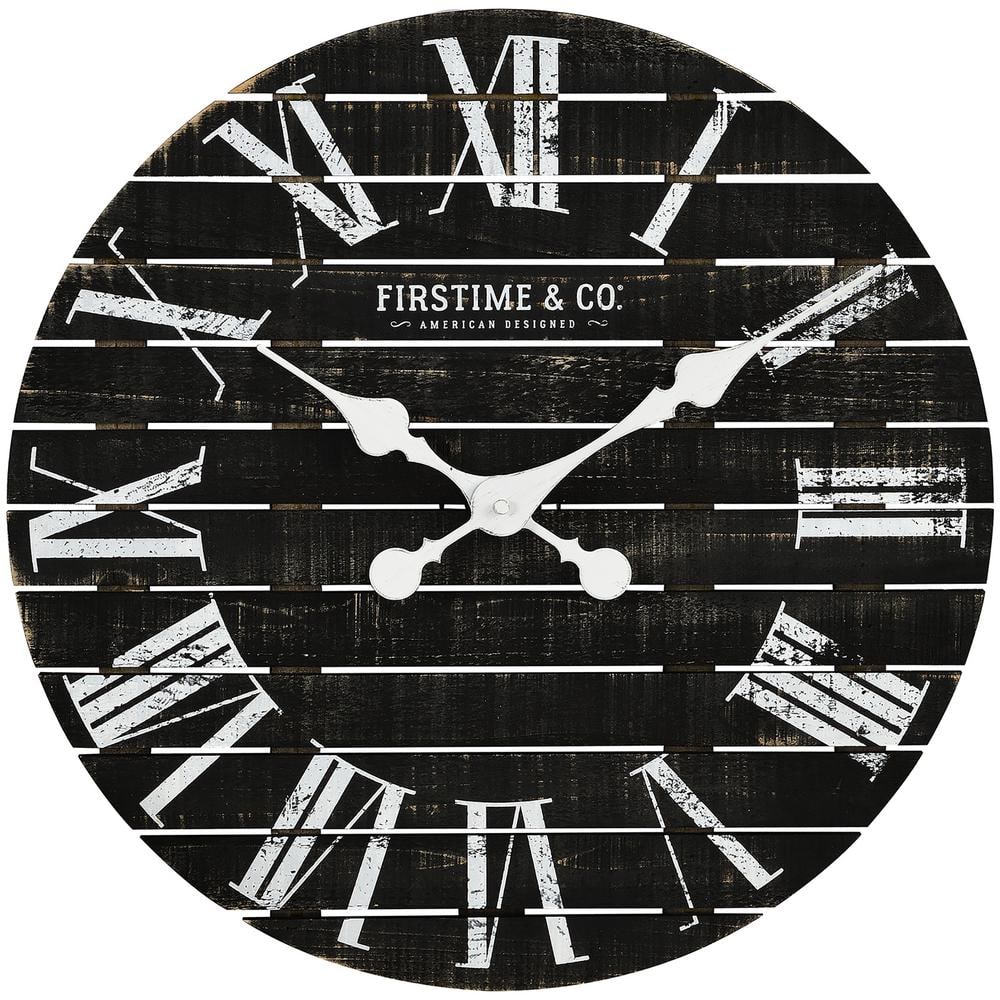 FirsTime & Co. FirsTime & Co. Black Nightfall Shiplap Wall Clock 00289 ...