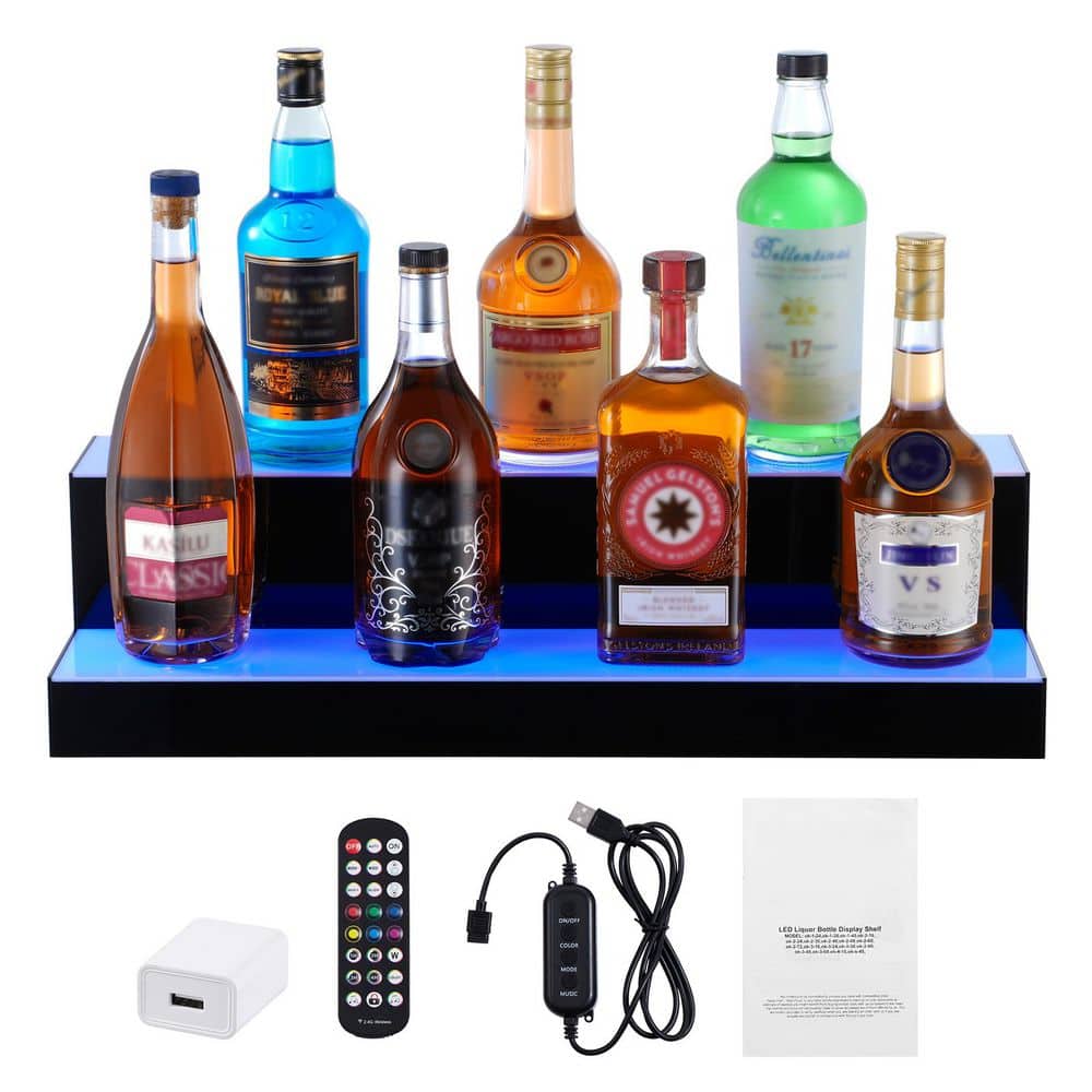 SKYSHALO 6 in. H x 8 in. W 26-Bottle Multi-Colored Acrylic LED Lighted ...