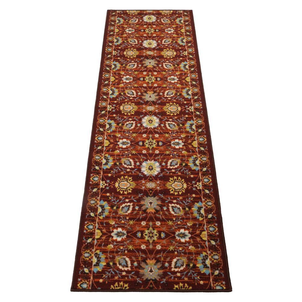 RugStylesOnline Mahal Collection Cut to Size Burgundy 26 in. Width x ...