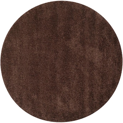 SAFAVIEH California Shag Brown 7 ft. x 7 ft. Square Solid Area Rug ...