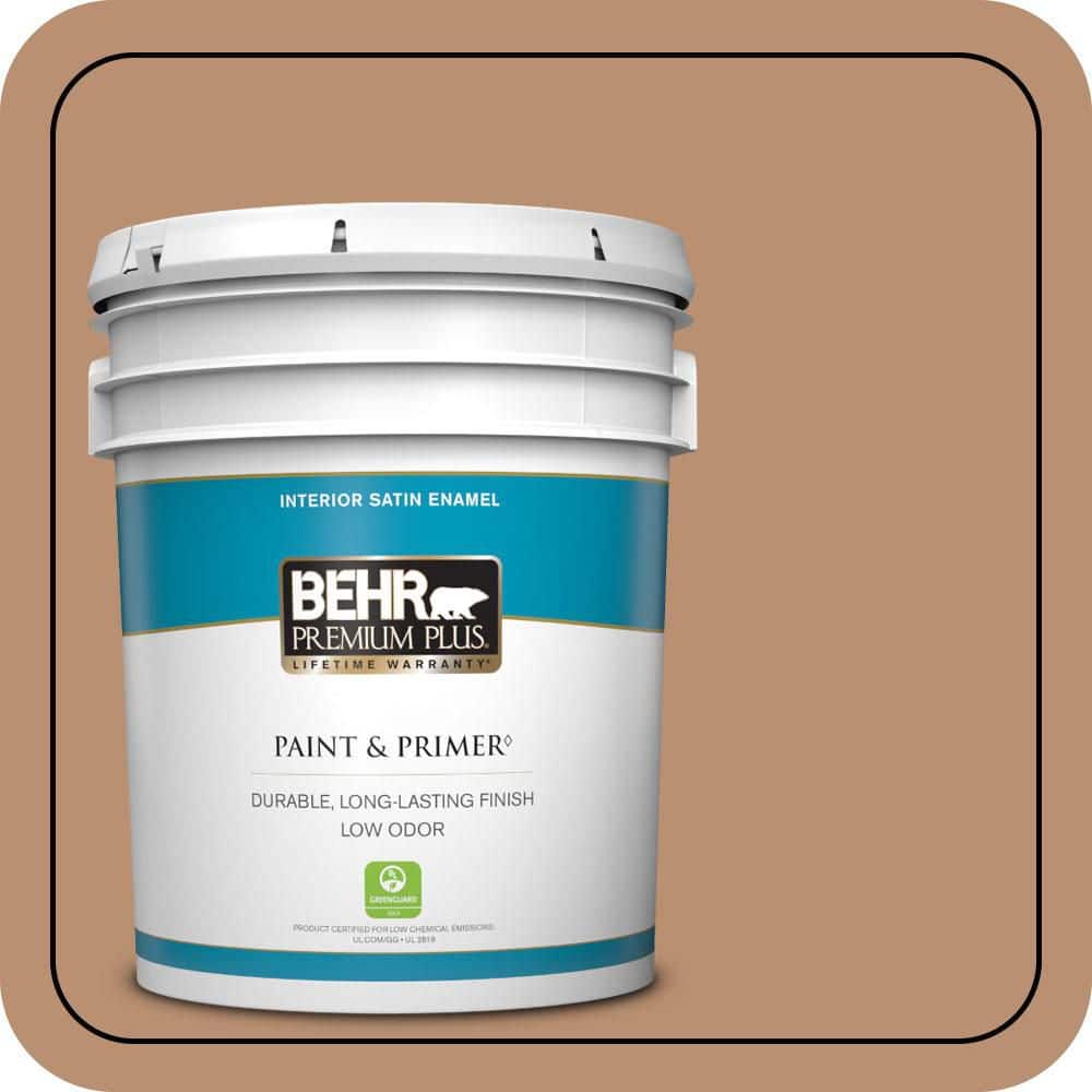 BEHR PREMIUM PLUS 5 gal. #S230-5 Sugar Maple Satin Enamel Low Odor ...