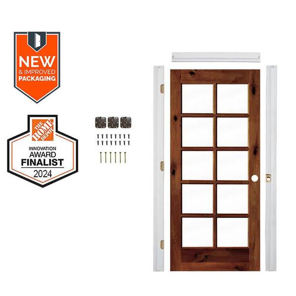 Krosswood Doors 36in.x80in. Left-Hand 10-Lite Clear Glass RedChestnut ...