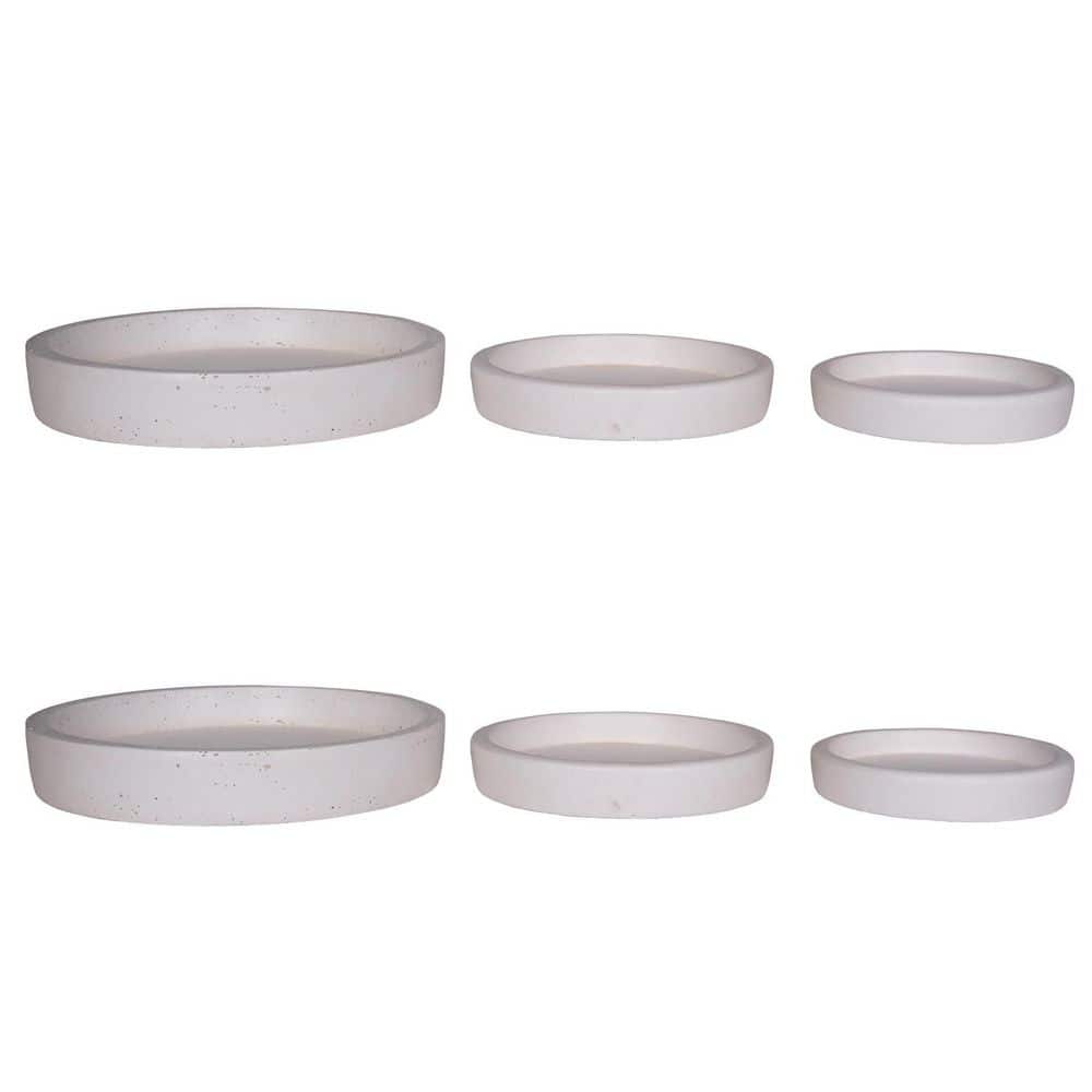 MPG 2 Sets of 3 Light Aged White Stone Saucer (SML) PCF2568S3-LAW - The ...