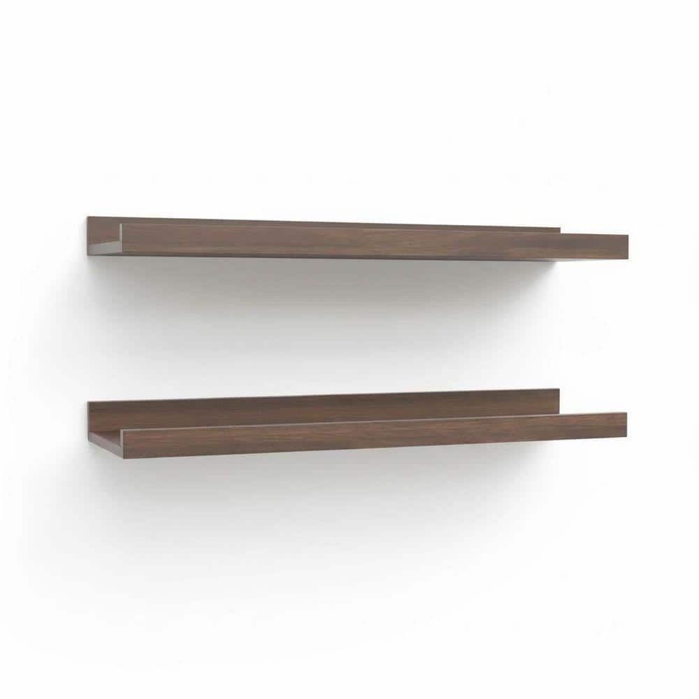 5.12 in. x 15.7 in. x 1. 77in. Walnut Floating Shelf Decorative Wall ...