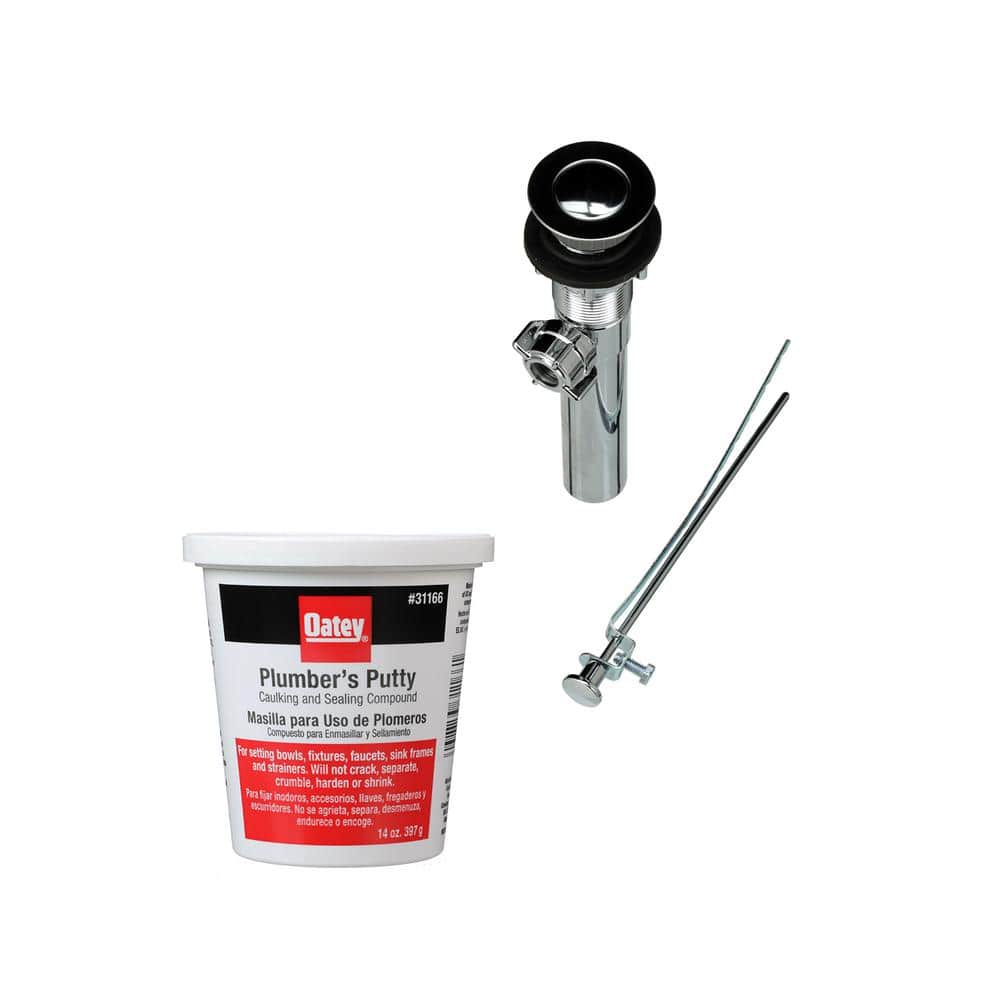 Oatey 1-1/4 in. Plastic Sink Drain Pop-Up Drain Assembly in Chrome ...