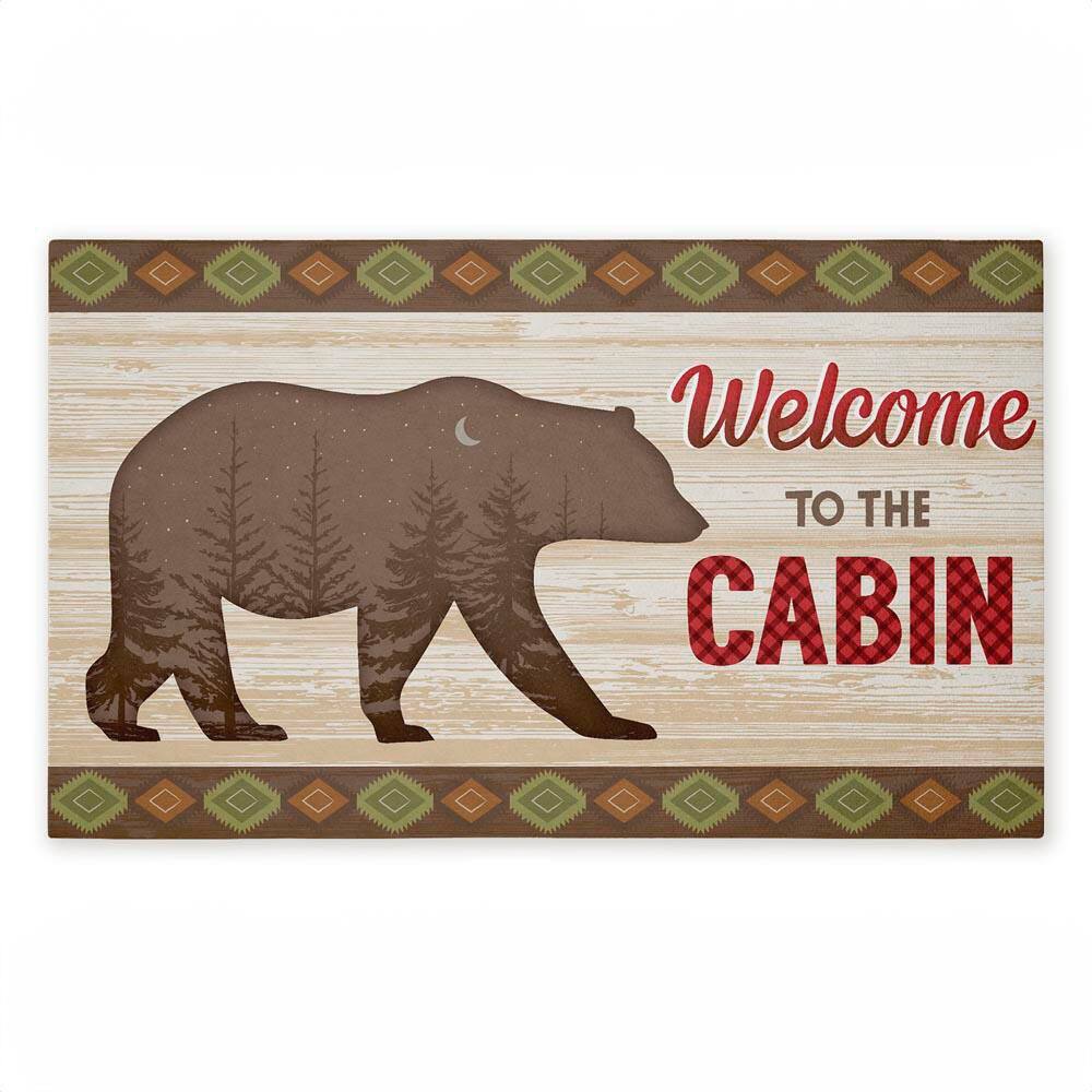 Stupell Industries Cabin Welcome with Rustic Bear Brown 18 in. x 30 in ...