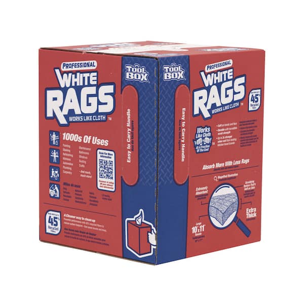 TOOLBOX Professional White Rags (200 Sheets; 10 in. W x 11 in. L Sheet ...
